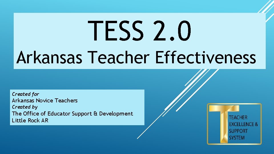 TESS 2 0 Arkansas Teacher Effectiveness Created for