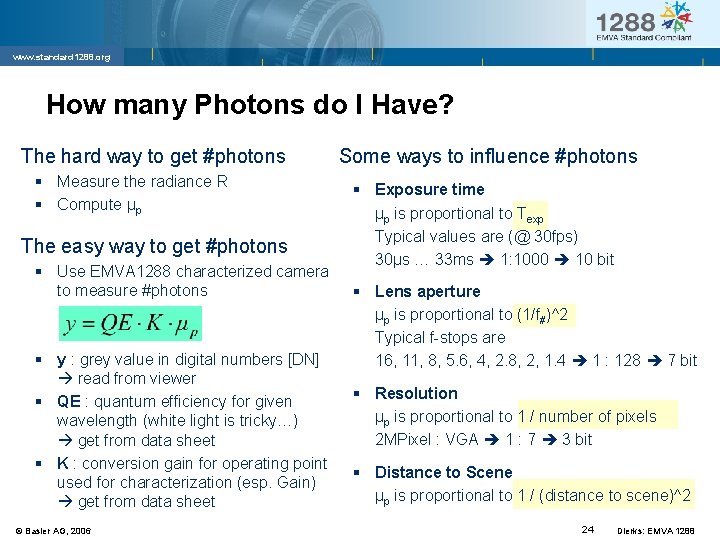 Comparing Cameras Using EMVA 1288 Dr Friedrich Dierks