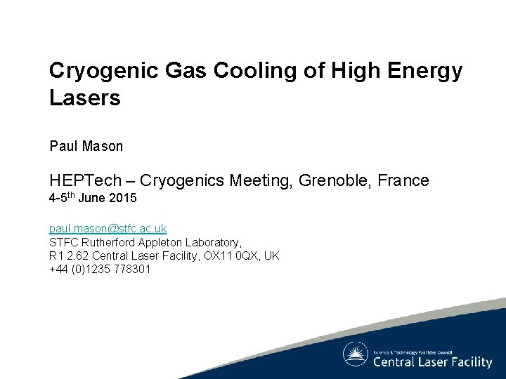 Cryogenic Gas Cooling of High Energy Lasers Paul