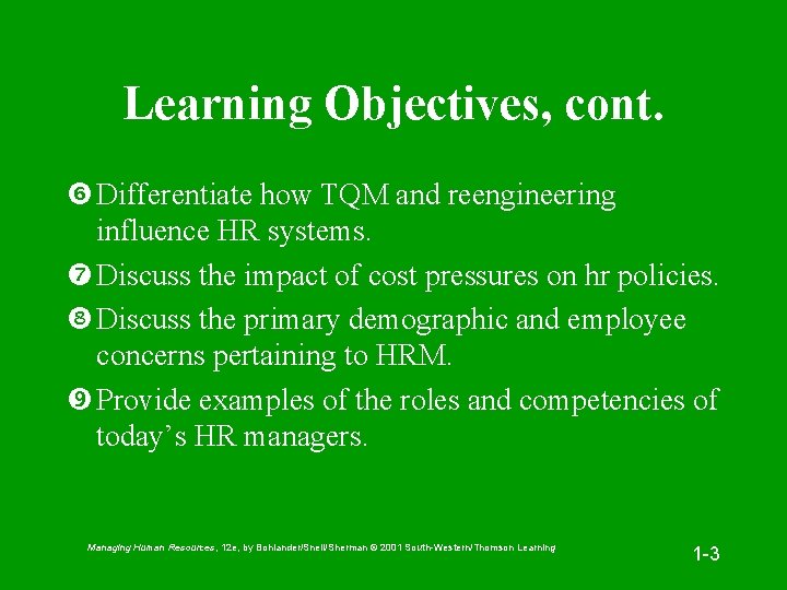 Managing Human Resources Bohlander Snell Sherman Chapter 1