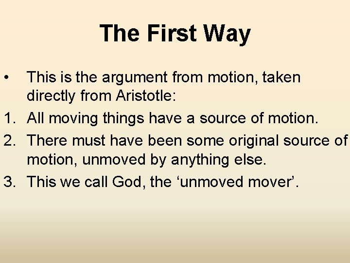 The Cosmological Argument The basics Make Notes on