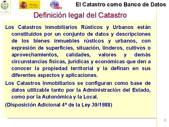 El Catastro como Banco de Datos Resumen Catastro