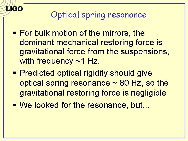 Radiation pressure induced dynamics in a suspended Fabry