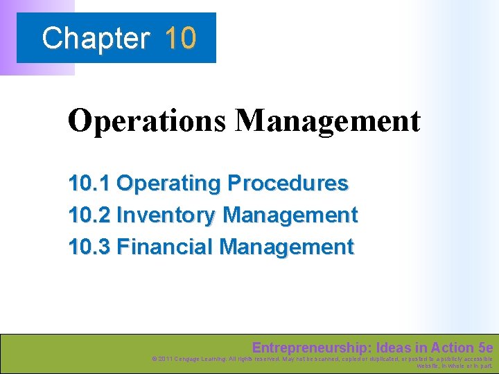 Chapter 10 Operations Management 10 1 Operating Procedures