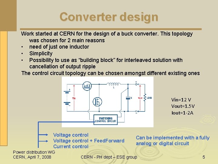 CERNPHESE power distribution project scope and plans F