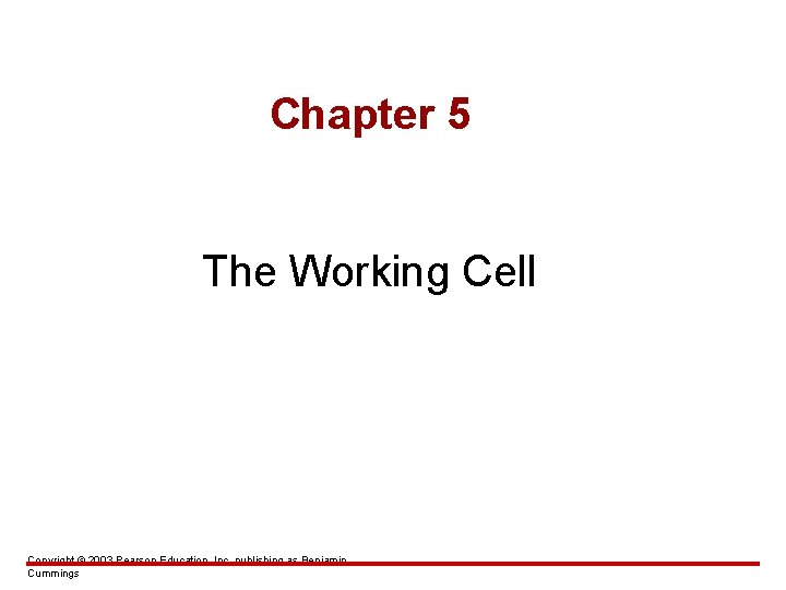 Chapter 5 The Working Cell Copyright 2003 Pearson