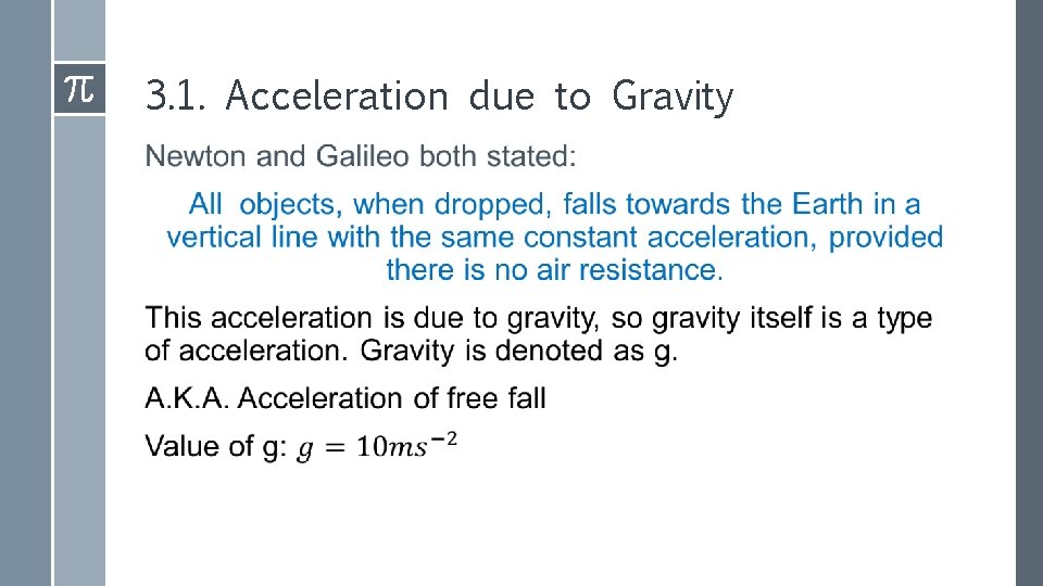 Mechanics Chapter 3 Vertical Motion 3 1 Acceleration