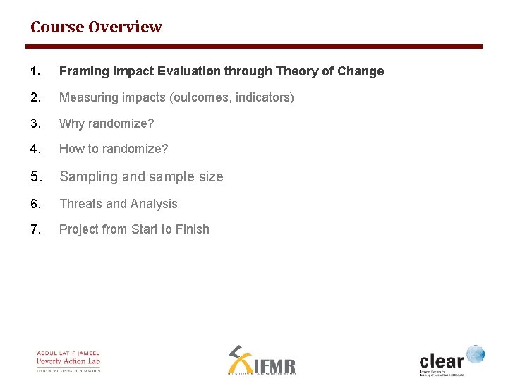 Framing Impact Evaluation through Theory of Change Course