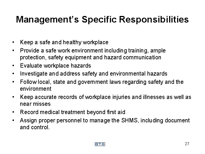 THE SUPERVISORS ROLE IN SAFETY A Safety Prevention