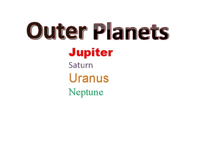 Outer Planets Jupiter Saturn Uranus Neptune Gas Giants