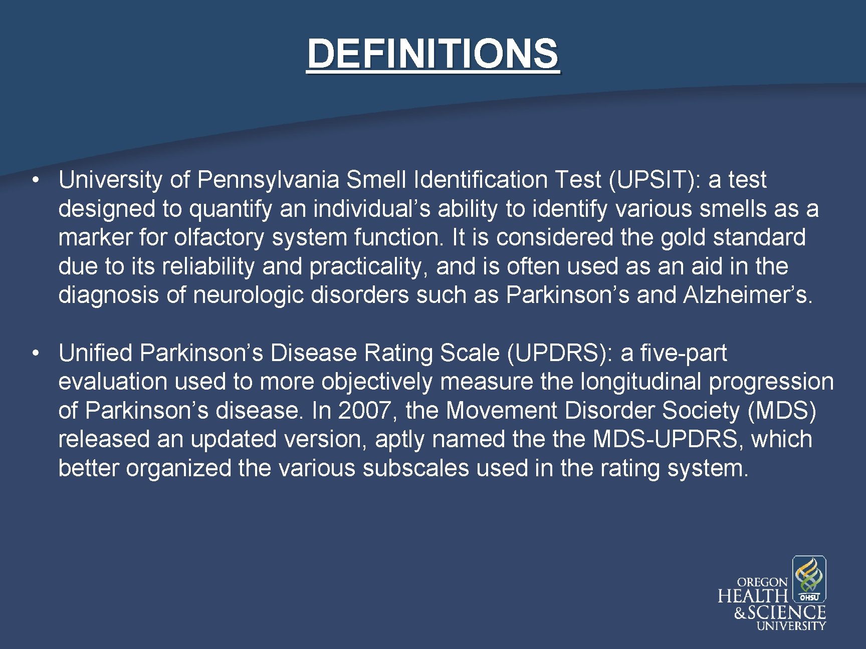 Diffusion Tensor Imaging and Hyposmia as a Biomarker