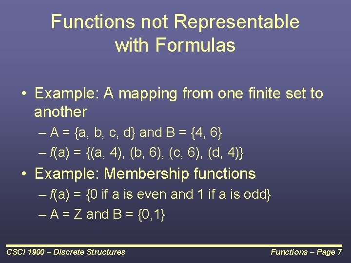 CSCI 1900 Discrete Structures Functions Reading Kolman Section