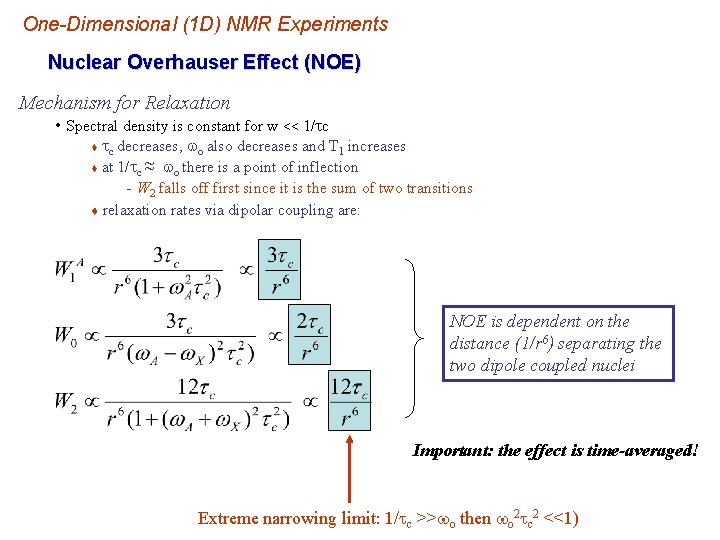 OneDimensional 1 D NMR Experiments 1 D NMR