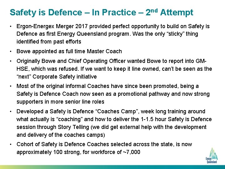 Safety is Defence What does line ownership mean