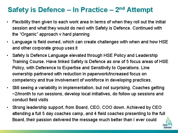 Safety is Defence What does line ownership mean