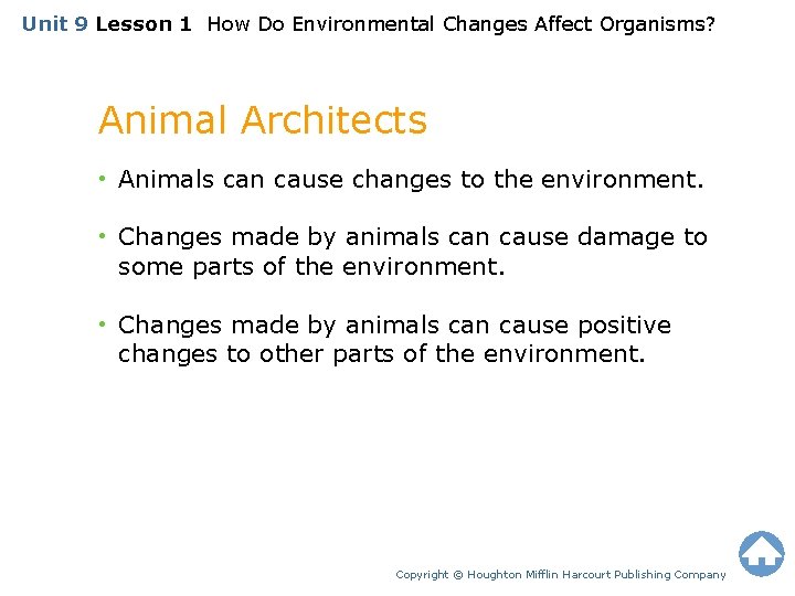 Unit 9 Lesson 1 How Do Environmental Changes