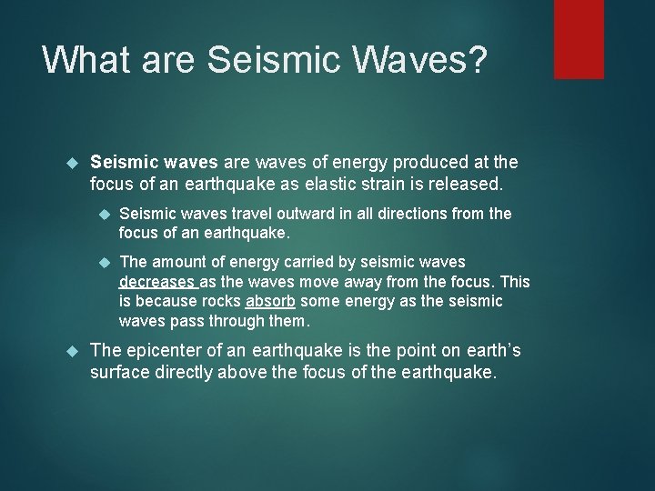 Earthquakes and Seismic waves CHAPTER 6 LESSON 2