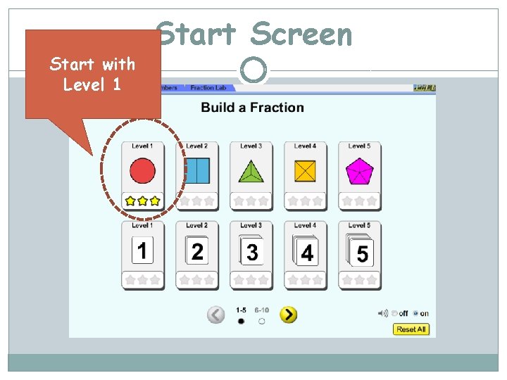 Building Fractions INTERACTIVE Start with Level 1 Start