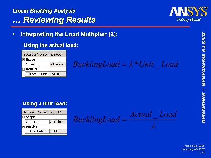 Chapter Seven Linear Buckling Analysis Linear Buckling Analysis