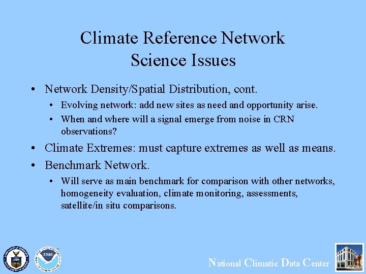 Climate Reference Network Science Issues Network DensitySpatial ...