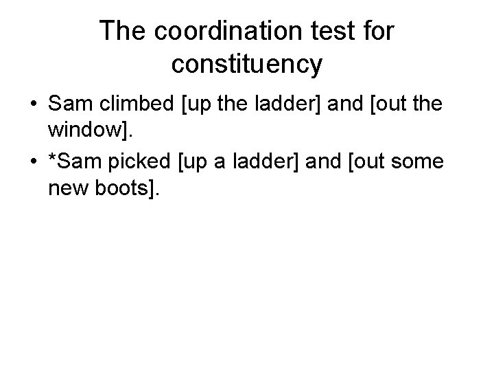 Syntax I Checklist Grammar Formalisms Spring Term 2004