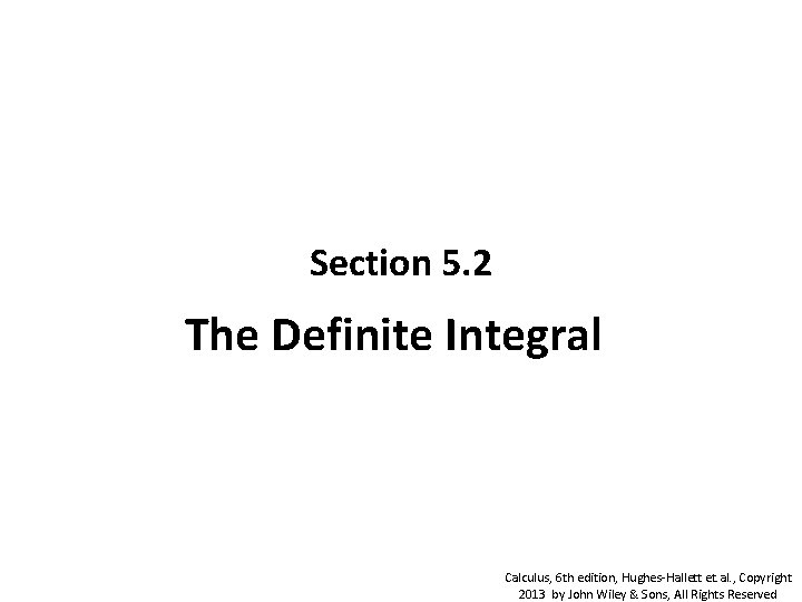 Chapter 5 Key Concept The Definite Integral Section