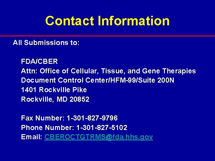 Food and Drug Administration Center for Biologics Evaluation