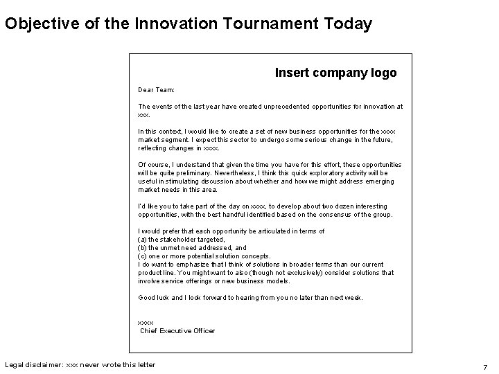 Innovation Tournaments Using the Darwinator A Slide Deck