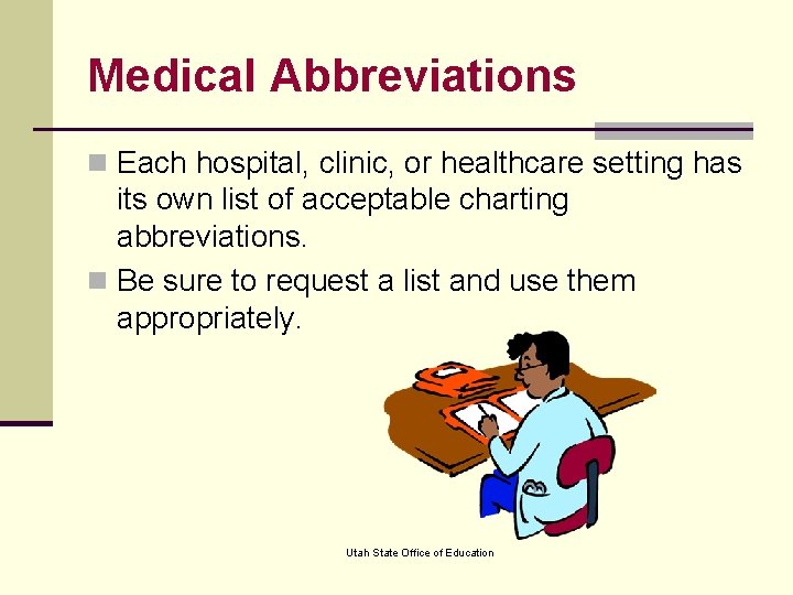 Medical Abbreviations Medical Terminology Utah State Office of