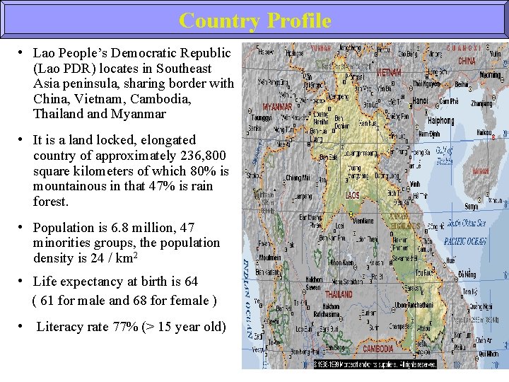 Lao PDRs Status in Disaster Risk Management for