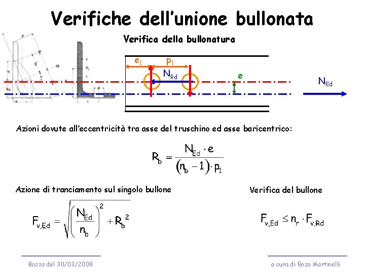Progetto delle unioni bullonate e verifica degli elementi