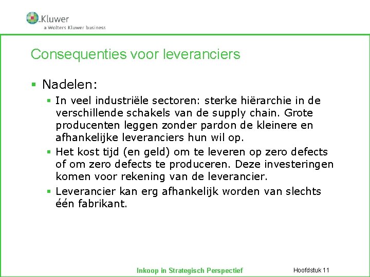 Strategie en Planning Inkoop logistiek en supply chain