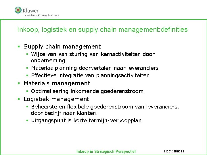 Strategie en Planning Inkoop logistiek en supply chain