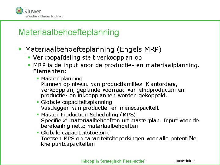 Strategie en Planning Inkoop logistiek en supply chain