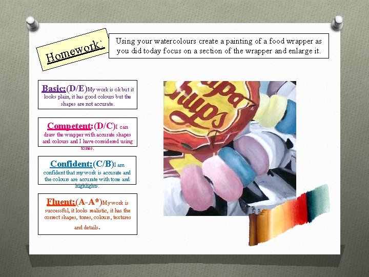 GCSE Art Food Drink Project Structure of the