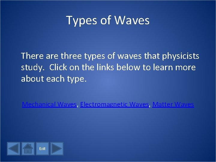 Introduction to Waves and Waveforms Exit Main Menu