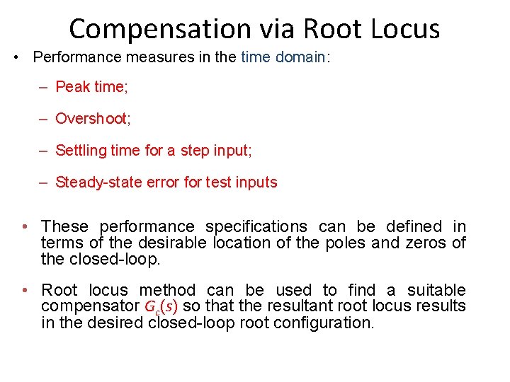Modern Control Systems MCS Lecture11 Introduction to Compensation