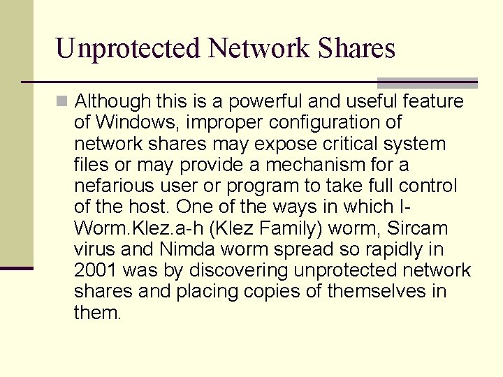 Unprotected Windows Shares Prepared By Muhammad Majali Supervised