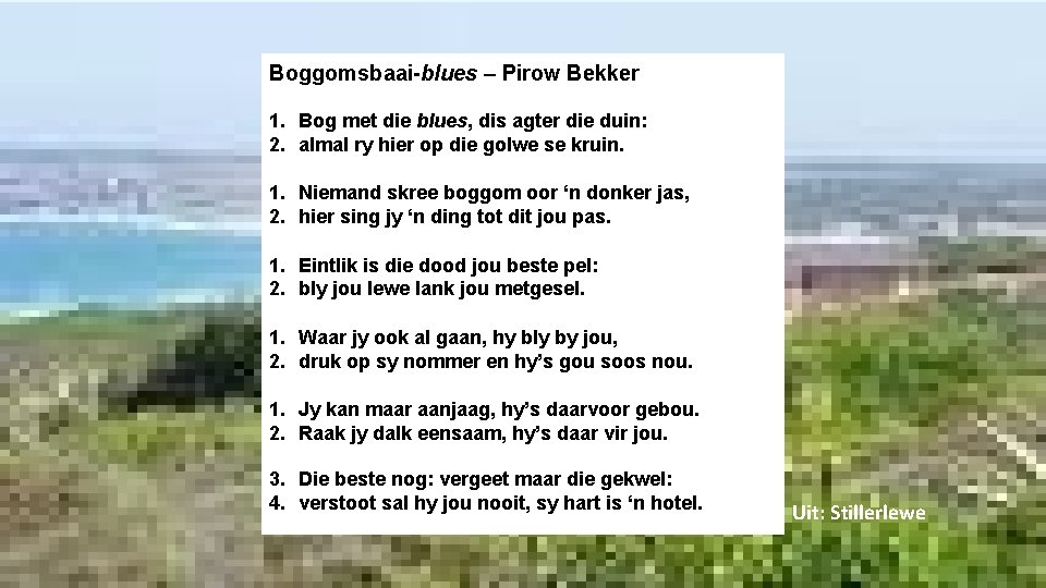 Boggomsbaaiblues Pirow Bekker Pirow Bekker Gebore op 9