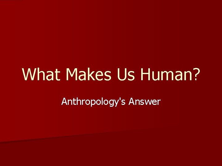 What Makes Us Human Anthropologys Answer How Do