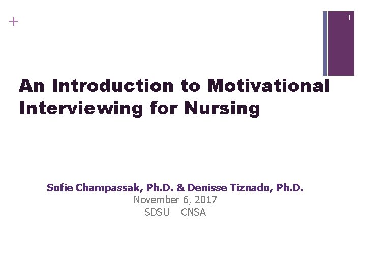 1 An Introduction to Motivational Interviewing for Nursing