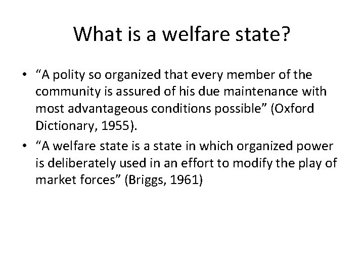 What is welfare states and welfare regimes Lecture