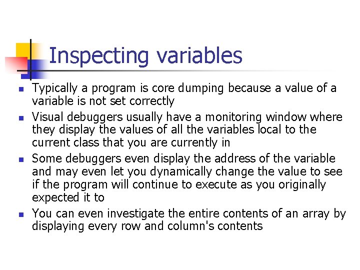 Debugging in Java Common Bugs n Compilation or