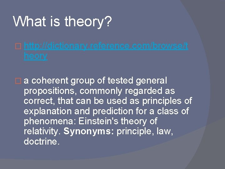 LEADERSHIP THEORY Theories 1 2 3 4 5