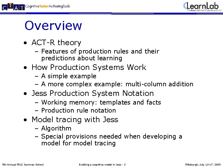 How to ACTR Building a cognitive model in