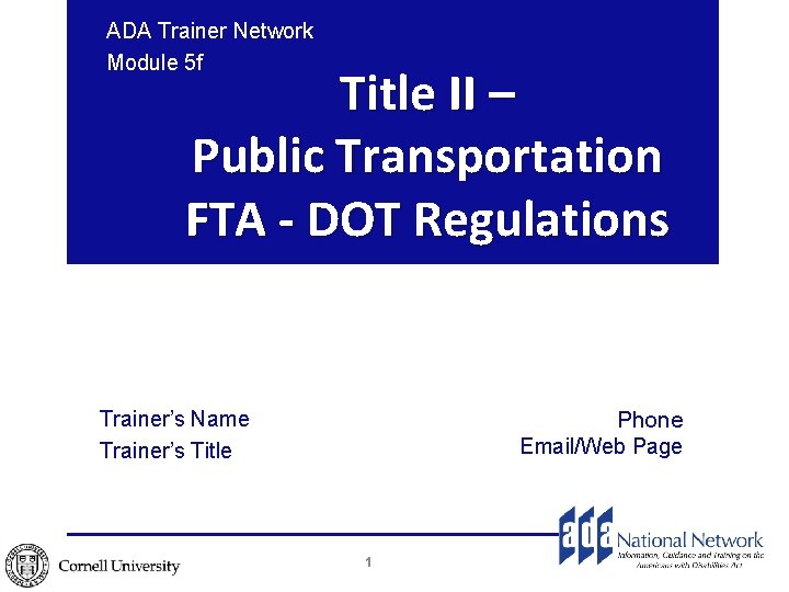 ADA Trainer Network Module 5 f Title II