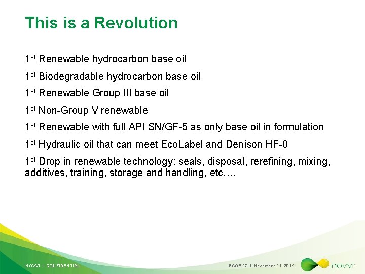 Lubricants for a Sustainable World Jeff Brown November