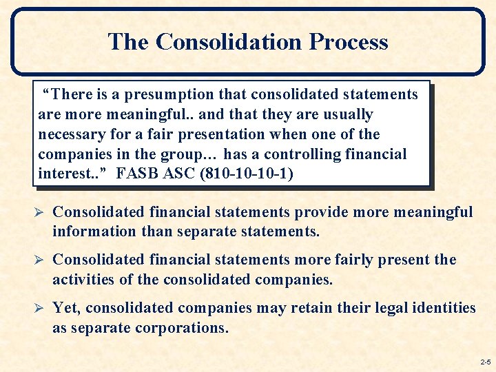 Chapter Two Consolidation of Financial Information Copyright 2015