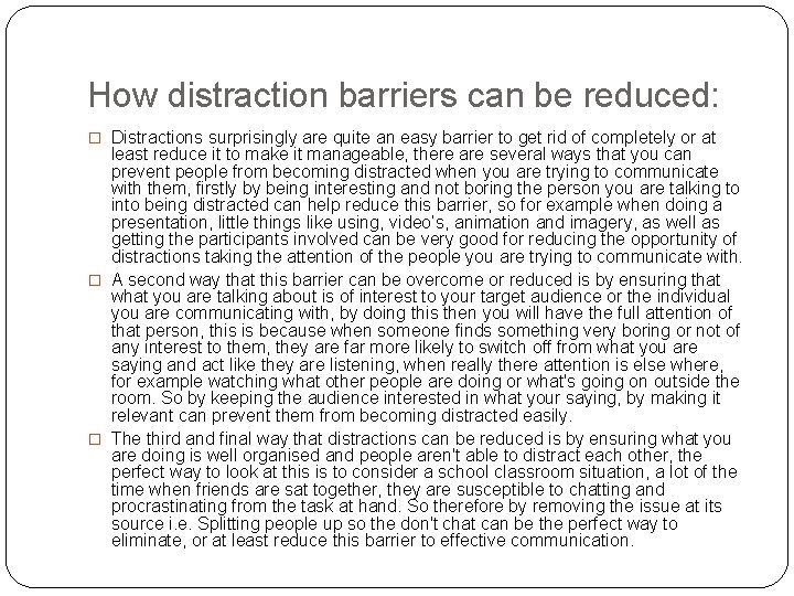 Potential barriers to communication and how to overcome