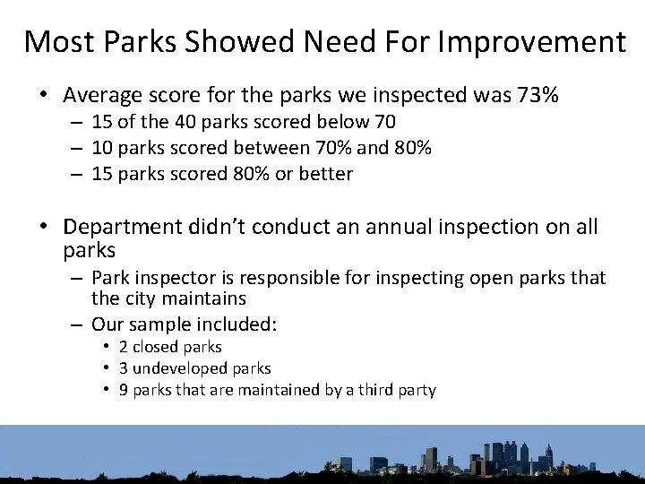 Performance Audit Parks Maintenance Amanda Noble City Auditor